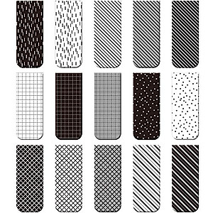 30 Pieces Magnetic Bookmarks Magnetic Page Markers Assorted Bookmarks Set for Student Stationery Present Magnet Bookmarks Clips (Black and White)