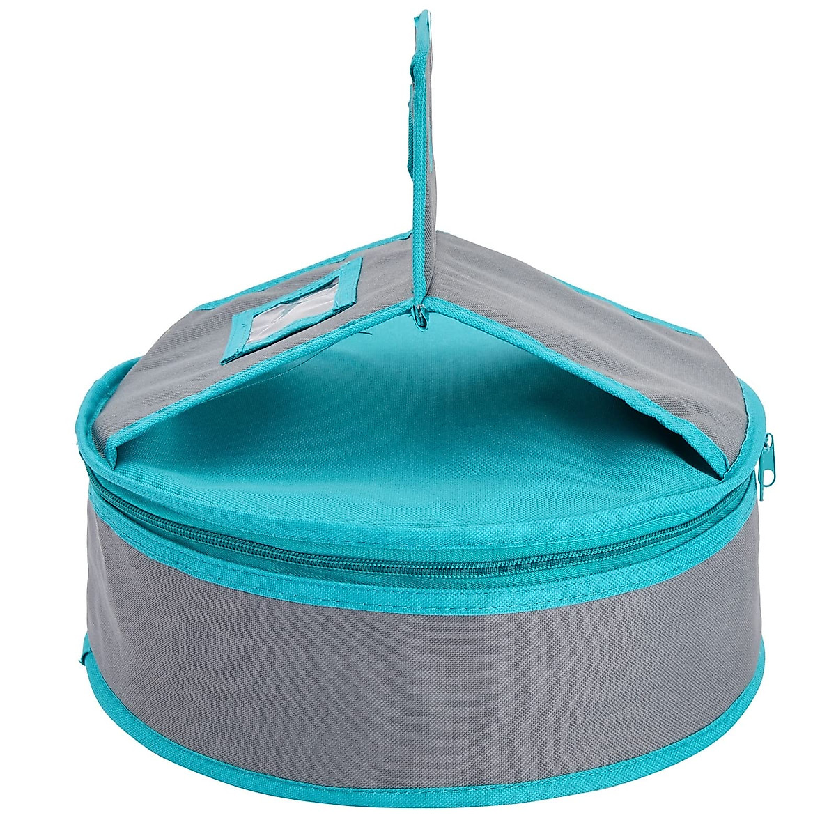 Insulated Round Thermal Casserole Food Carrier for Lunch, Lasagna, Potluck, Picnics, Vacations - Teal and Grey