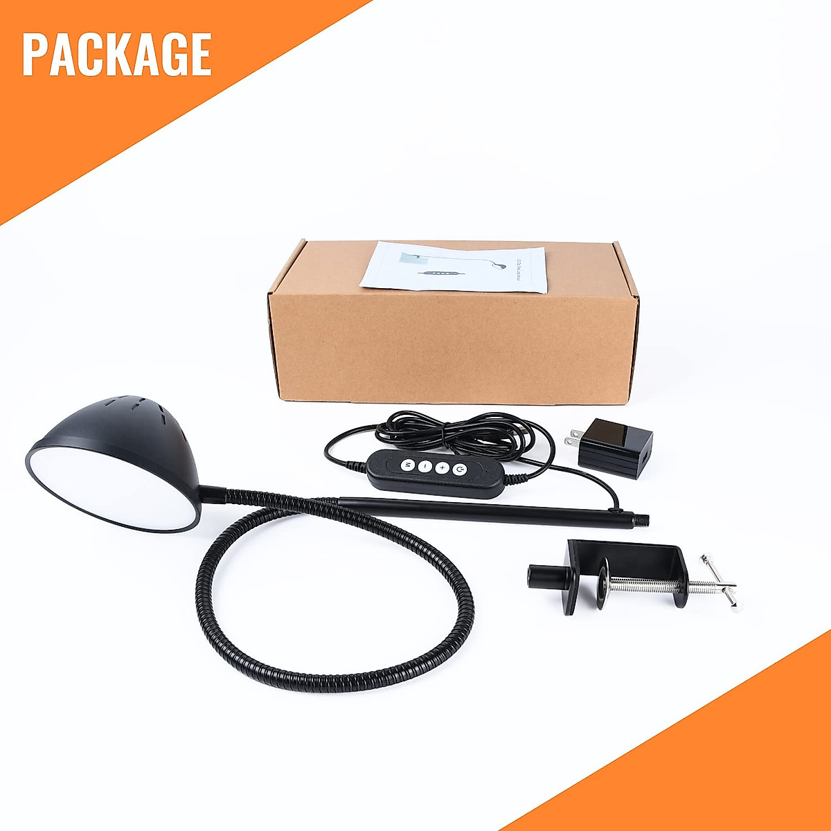 CeSunlight Clamp Lamp, Clip on Lamp, Desk Lamp with Clamp, 12W, 1300 LMS, 3 Color Modes, 10 Brightness Levels, 30 Inches Long Gooseneck Light, Perfect for Sewing, Reading, Home, Office