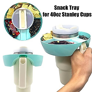 Snack Bowl for Stanley Cup, Reusable Snack Ring Tray Platter Compatible with Stanley 40 Oz Tumbler, 3 Compartments for Candy,Appetizer,Nuts,Popcorn, Cup Holder for Stanley Cup Accessories (Pink)