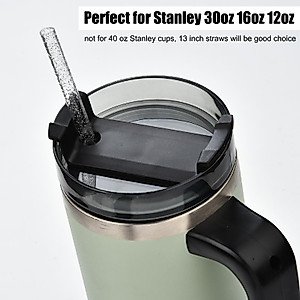 ALINK 12-Pack Glitter Reusable Clear Plastic Straws, 11" Long Hard Tumbler Drinking Straws with Cleaning Brush (10 Colors)