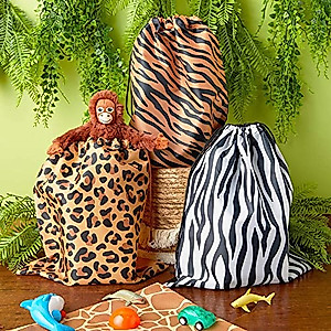BLUE PANDA Drawstring Bags for Kids Birthday Safari Jungle Party (10x12 In, 12 Pack)