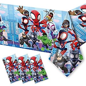 CORODER 3PCS Spidey Party Tablecloth Birthday Party Table Cover Party Supplies for Boys Girls Birthday Decorations