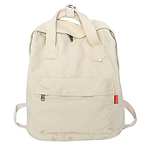 MaxxCloud Vintage Canvas Backpack Purse Tote Satchel Hiking Daypack Travel Bag Handbag Rucksack (583 beige)