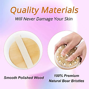 Daailoktau Natural Bristle Dry Body Brush Exfoliating Body Scrubber with Massage Nodules for Dry Skin, Cellulite and Lymphatic Drainage