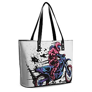 Womens Handbag Motorcycle Leather Tote Bag Top Handle Satchel Bags For Lady