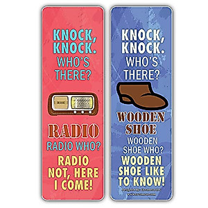 Creanoso Funny Knock-Knock Jokes Puns Bookmarks (30-Pack) – Unique Stocking Stuffers Gifts for Boys & Girls, Unisex Adults – Cool Book Page Clippers Collection Set for Knock-Knock – Awesome Giveaways
