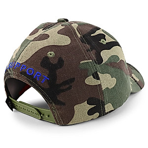 Trendy Apparel Shop Thin Blue Line Waving USA Flag WE SUPPORT Baseball Cap - Camo