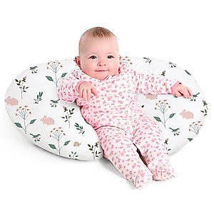 Little Grape Land Nursing Pillow for Infants, Breastfeeding Pillows, Baby Support Pillow for Nursing, Bottle Feeding, Tummy Time with Machine Washable Cover & Breathable Filling (Little Bunny)