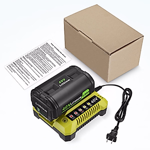 Powerextra 40V 7.0Ah Replacement Battery Compatible with Ryobi 40V Battery and Charger Kit for Ryobi OP4026 OP40601 OP4050A OP4040 OP4030 OP4050 with OP401 Ryobi 40V Charger