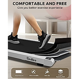 Redliro Walking Pad Treadmill Under Desk, Portable Mini Treadmill with Remote Control, Bluetooth, 265lbs Max Weight, Installation-Free Jogging Machine for Home/Office