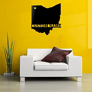 CEFFYLO Custom Ohio State Metal Wall Art With LED Lights, Personalized Ohio Map Name Sign Home Decor Born in Ohio Decoration Housewarming