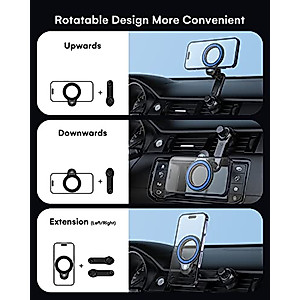 ZEEHOO Compatible with MagSafe Car Mount, Magnetic Phone Holder for Car [12 Strongest Magnets], Magnetic Car Vent Phone Mount [Non-Blocking&360 Rotation] for iPhone 14 13 12 Pro Max Mini & All Phones