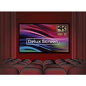 Delux Screens (US Based Business) 135 inch 4K/8K Ultra HDR Projector Screen - Active 3D Ready - 6 Piece Fixed Frame - Home Theater Movie Projection Screen - PVC Matte White - Velvet Border 135" 16:9