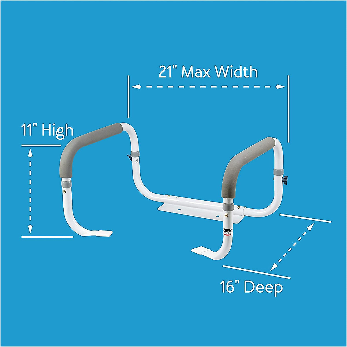 Carex Toilet Safety Frame - Toilet Safety Rails With Adjustable Width - Toilet Rails For Elderly, Handicap, Home Health Care Equipment After Surgery, Supports 300lbs