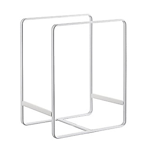 Yamazaki Home Rack Stand Storage/Plate Holder | Steel | Large | Dish Organizer, White