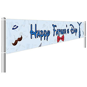 Large Happy Father?¡¥s Day Banner, Fathers Day Decorations, Father?¡¥s Day Party Supplies Decoration, Fathers Day Party Backdrop (9.8 x 1.6 ft)