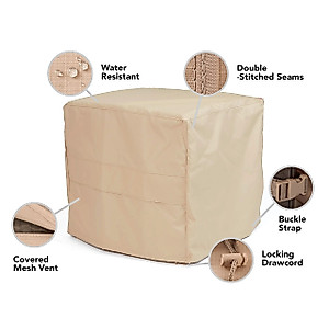 Covermates Square Patio Accent Table Cover - Heavy-Duty Polyester, Weather Resistant, Covered Mesh Vent, Patio Table Covers, 18W x 18D x 18H, Ripstop Tan