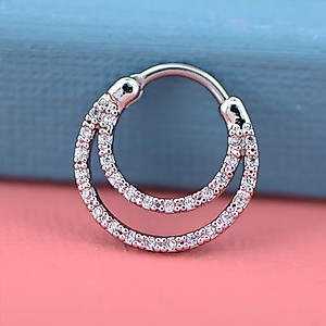 OUFER 16G Daith Septum Rings Unique Design Clear CZ Paved 316L Stainless Steel Daith Helix Earrings Septum Piercing Jewelry