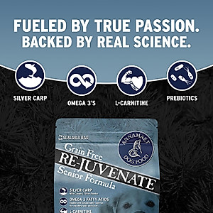 Annamaet Grain-Free Re-Juvenate Senior Formula Dry Dog Food, (Fresh Silver Carp & Turkey), 5-lb Bag, Brown