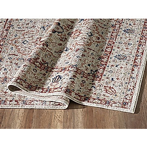 Abani Rugs Vintage 6' x 9' Diamond Medallion Area Rug - Babylon Collection Beige & Red Traditional Style Turkish Accent Rug