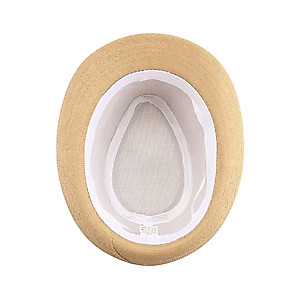 FALETO Summer Straw Fedora Hat for Men Women Mens Beach Hats Cuban Hat Sun Hat Unisex Short Brim Fedora Panama Trilby Hat with Leather Belt