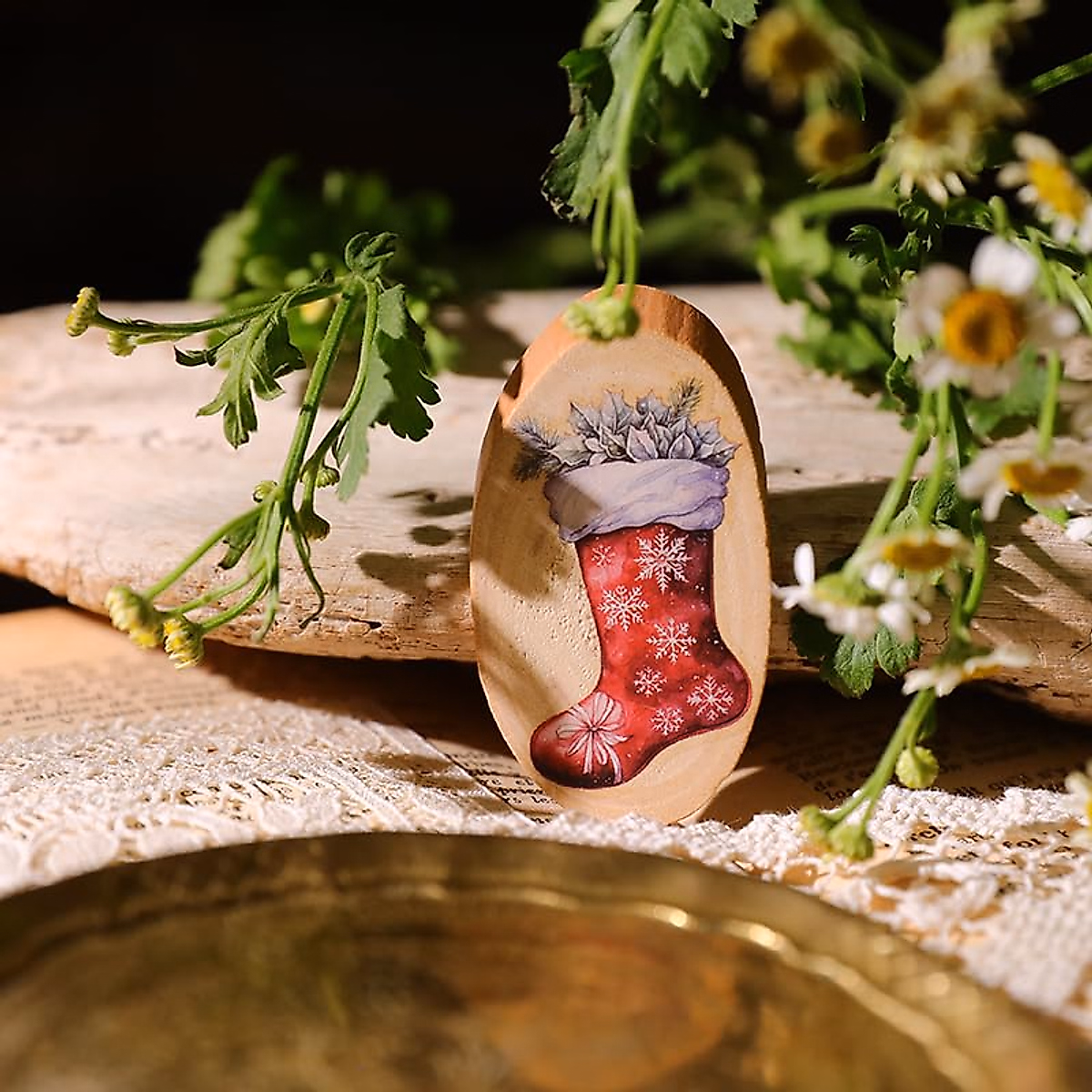 CATaireen Rub On Transfers Stickers 2 Sheets for Crafts Cloth Glass Acrylic Wood Furniture Small Vintage Junk Journal Supplies Scrapbooking Items Christmas Thanksgiving (Red Christmas)