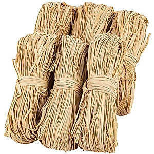 300g Natural Raffia Ribbon Raffia Grass - Sukh Raffia Straw for Florist Bouquets Decoration Crafts Ribbon for Gift Wrapping Christmas Gift Birthday Raffia Grass Wrap Ribbon Natural Materials 6PCSx50g