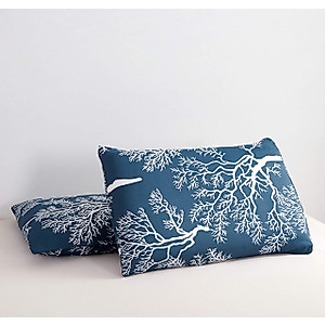 YFISAN Navy Comforter Cover Set Twin Printed Breathable Soft 2 Pieces Bedding Set with Zipper Closure and Corner Ties 68"x90" Durable Duvet Cover Set (Style 2, Twin)