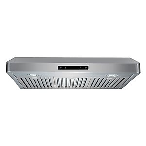 ROXON 860 CFM Centrifugal Blower Type Motor (High Grade) 30 Inches Under Cabinet Range Hood Kitchen Exhaust Fan Stainless Steel RXN-U12BSN-30