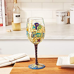 Enesco Lolita Happy Retirement Artisan Painted Wine Glass Gift, Multicolor, 1 Count (Pack of 1)