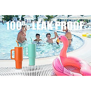 YOUEXPERT 40 oz Tumbler with Handle and Straw Lid，100% leak proof Stainless Steel Tumbler with Lid and Straw Travel Tumblers, Car Mug Outdoor Sports Travel Cup Gift 40oz Tumblers - black