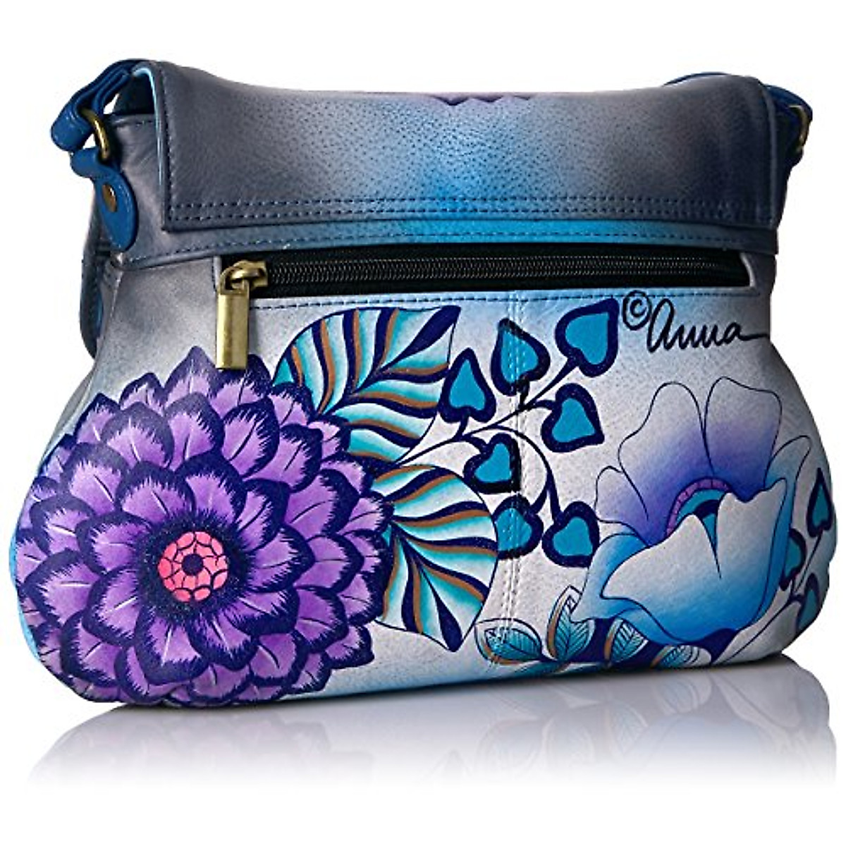 Anna by Anuschka Medium Flap-Over Crossbody, Summer Bloom Blue