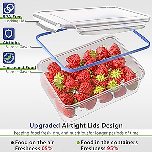 10 PCS Food Storage Containers with Lids Airtight, BPA Free Plastic Meal Prep Containers Reusable, Microwave & Freezer & Dishwasher Safe Clear Leakproof Fruit Vegetables Containers for Kitchen