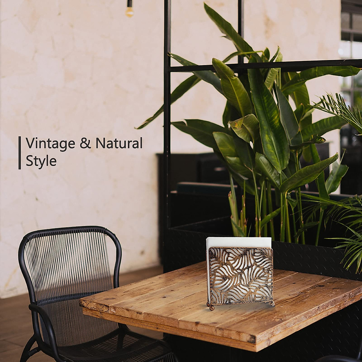 Cast Iron Classic Vintage Bronze Gold Leaves Napkin Holder For Table/Tabletop Freestanding Tissue Dispenser