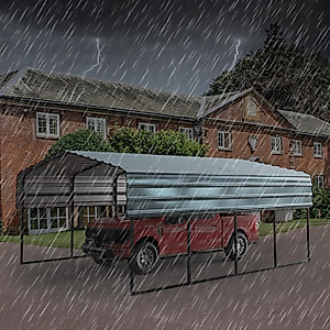 EROMMY 12x20 FT Metal Carport, 12' x 20' x 8.6' Heavy Duty Carport Canopy with Galvanized Metal Roof and Frame for Pickup, Boat, Car and Tractors