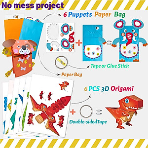 Arts and Crafts for Kids, Animal Paper Craft Kits for Toddlers Ages 3-5, 24 Pcs Fun Creative DIY Activities Projects Craft Box for Boys & Girls Preschool Classroom/ Birthday/ Christmas Party Supplies