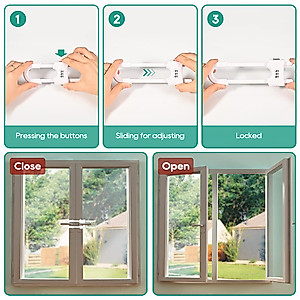 HonesaLoc 4 Packs U-Shaped Sliding Cabinet Locks, Baby Proofing Cabinets with Adjustable Child Safety Lock, Childproof Latches for Knobs, Handles on Kitchen Doors and Home Drawers Closet - White