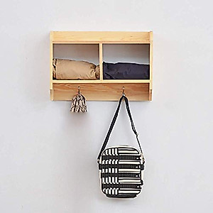 PIBM Stylish Simplicity Shelf Wall Mounted Floating Rack Shelves Wooden Bookshelf Solid Bedroom Living Room Kitchen Simple,2/3 Grid,2 Sizes, Wood , 60x19.5x41cm