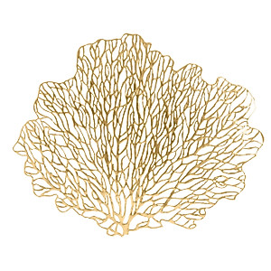 Home Details 4 Pack Coral Shape Placemat, Kitchen, Dinning Room, Place Setting, Décor, Gold