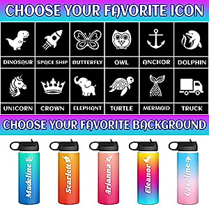 winorax Personalized Water Bottles For Kids Animal Design Sports Bottle 12oz 18oz 32oz Insulated Stainless Steel Birthday Christmas Back To School Gift for Boys Girls Kid Animal Lovers