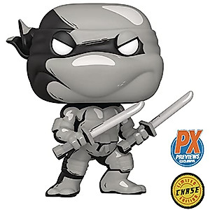 POP Teenage Mutant Ninja Turtles - Leonardo (PX Previews Exclusive) Black & White Chase Funko Vinyl Figure (Bundled with Compatible Box Protector Case), Multicolor, 3.75 inches