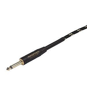 Monoprice 1/4-Inch TS Male to 1/4-Inch TS Male Instrument Cable - 50 Feet- Black, 20AWG, Gold Plated, Copper Braid Shielding - Cloth Series