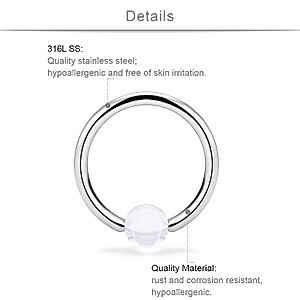 SCERRING 6 Pairs 14G Stainless Steel Captive Bead Ring Nipple Rings Hoop Cartilage Earrings Nipplerings Piercing Jewelry For Women Men 14mm Black