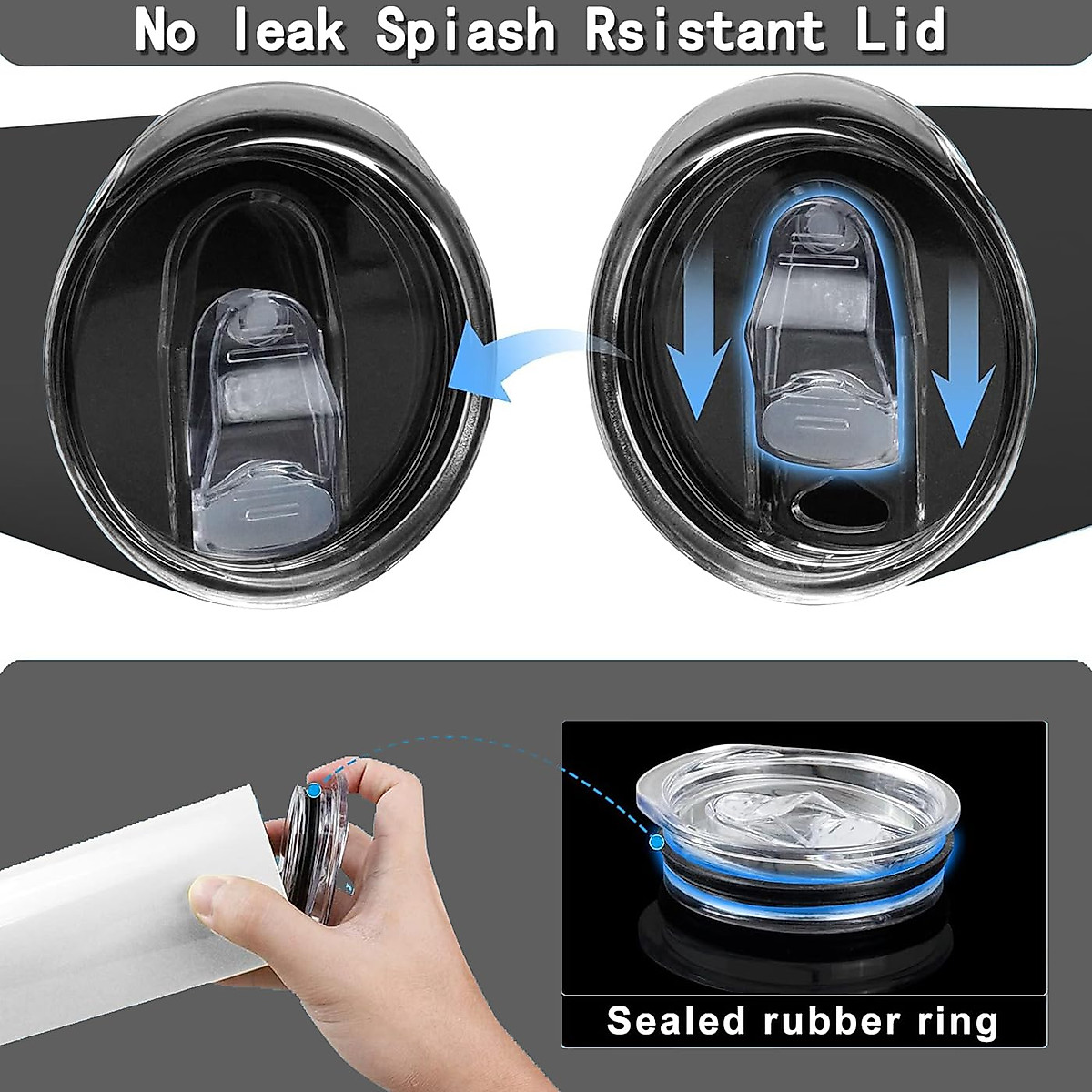 4 Pack 20 oz Skinny Tumbler Lid Replacement Lids for Tumblers Travel Coffee Mug Spill Proof Splash Resistant Silicone Sliding Covers