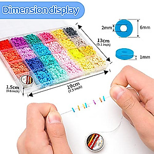 Bundooraking Clay Beads,6000+pcs Multicolor Polymer Clay Beads for Jewelry Making, Heishi Beads, Elastic Strings, Clay Beads for Bracelet Making - Perfect Crafts Beads Set.