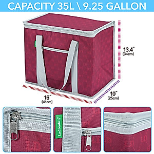 Ladbodun Insulated Grocery Bags Reusable Shopping Tote Cooler Bag With Zippered Top, Large Square Stand Up Food Carrier Delivery For Groceries Thermal Hot Or Cold Frozen Foods For Camping Travel 1Pack