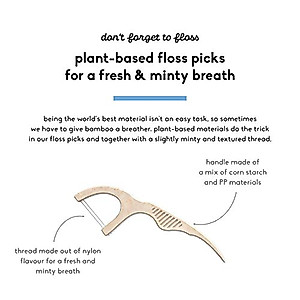 The Humble Co. Floss Picks (200 Count) – Sustainable, Plant Based and Eco-Friendly Natural Dental Floss Picks for Dental Hygiene, Oral Care, and Gum Health, Cruelty Free (Mint, Double Thread)