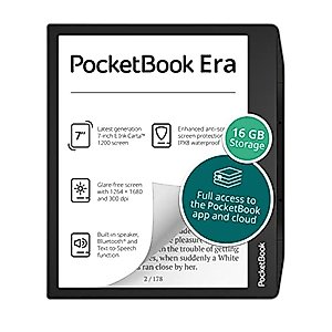 PocketBook Era E-Reader, Stardust Silver, 16GB | 7ʺ Glare-Free & Eye-Friendly Touch-Screen with E -Ink Technology | Waterproof | Text-to-Speech, Audio- & E-Book Reader | SMARTlight & Built-in Speaker