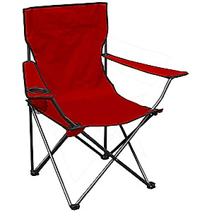 Quik Shade Chair Portable Folding Chair with Arm Rest Cup Holder and Carrying and Storage Bag, Red (146115)